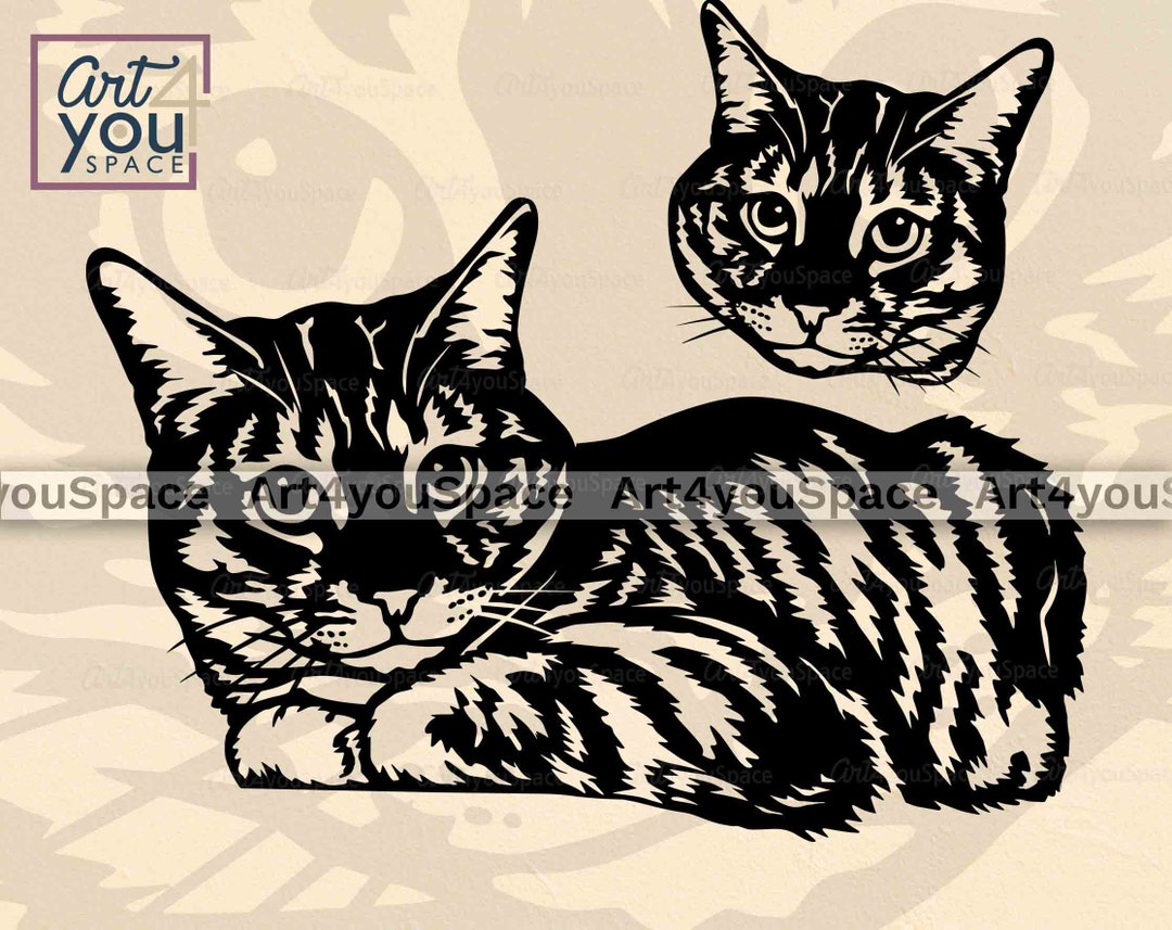 Tabby Cat SVG Files for Cricut, Cute Pet Face Clipart, T Shirt Design ...