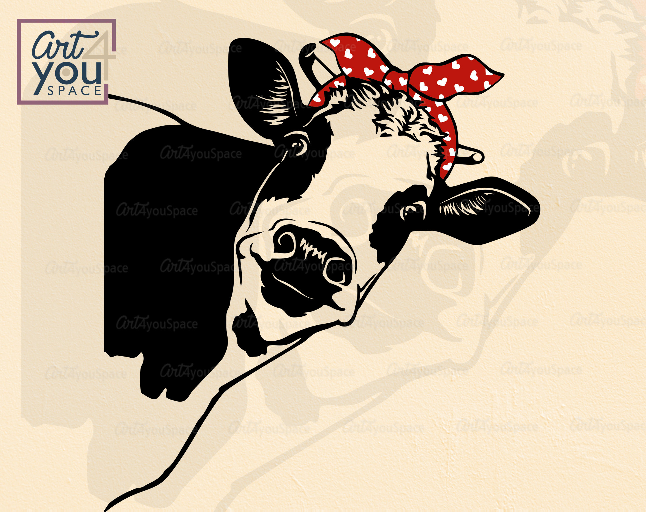 Heifer Svg, Dairy Cow Png Bandana, Svg Files for Cricut, Peek a Boo ...