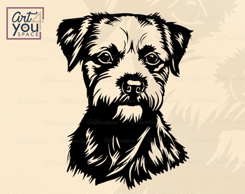 Border Terrier Dog Svg Files for Cricut, Face Head Vector Image ...