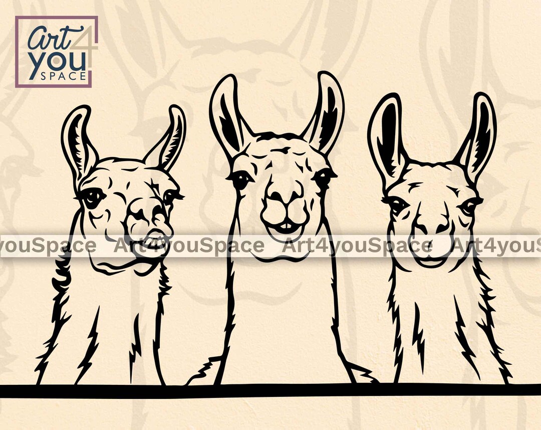 Llama SVG, Farm Logo Design, Funny Peeking Animal Vector, Zoo Png ...