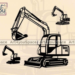 Excavator Svg, Silhouette Vector, Png, Monogram Png, Cricut Projects ...