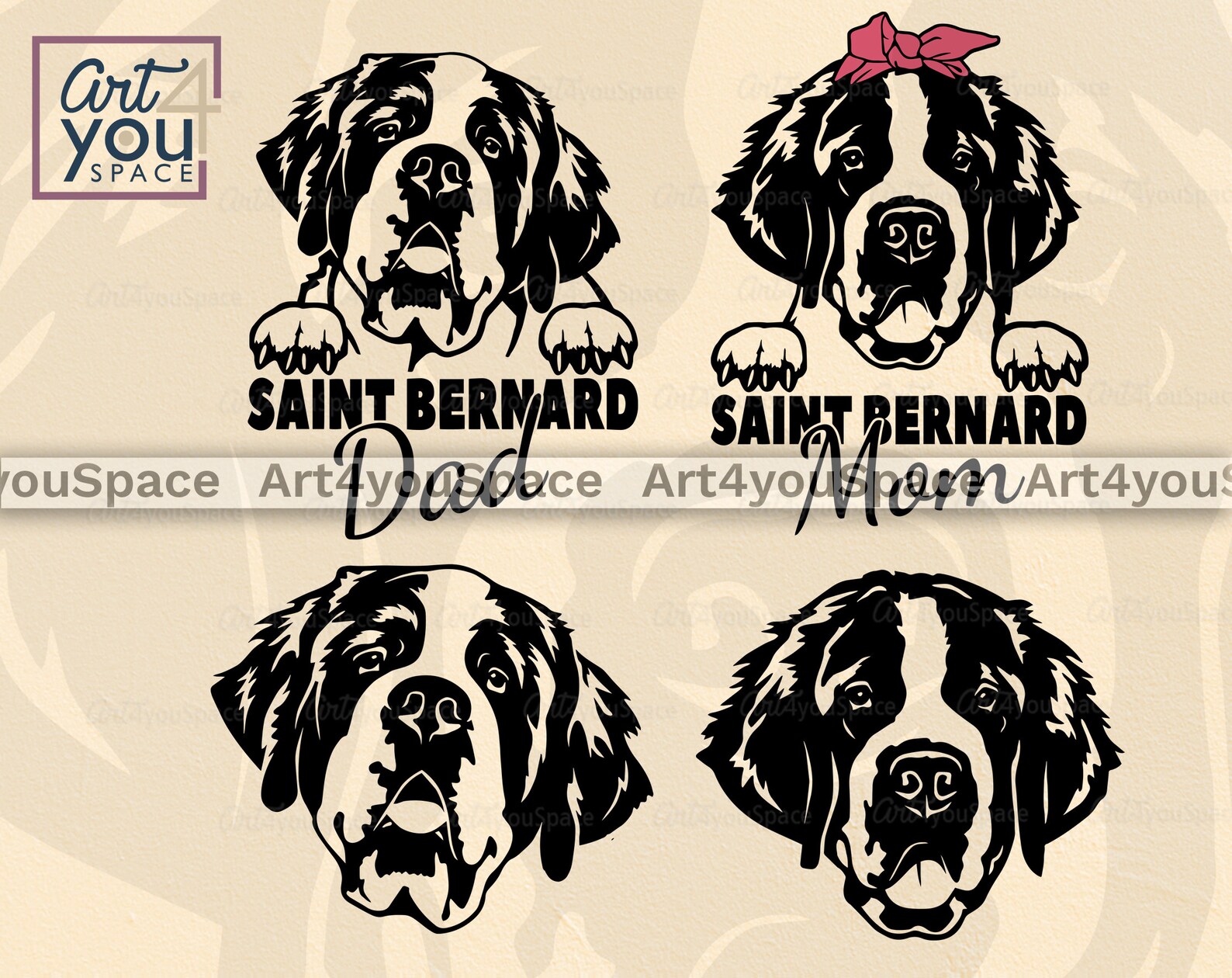 Saint Bernard Dog Svg File for Cricut Mom Dad Pet Face | Etsy