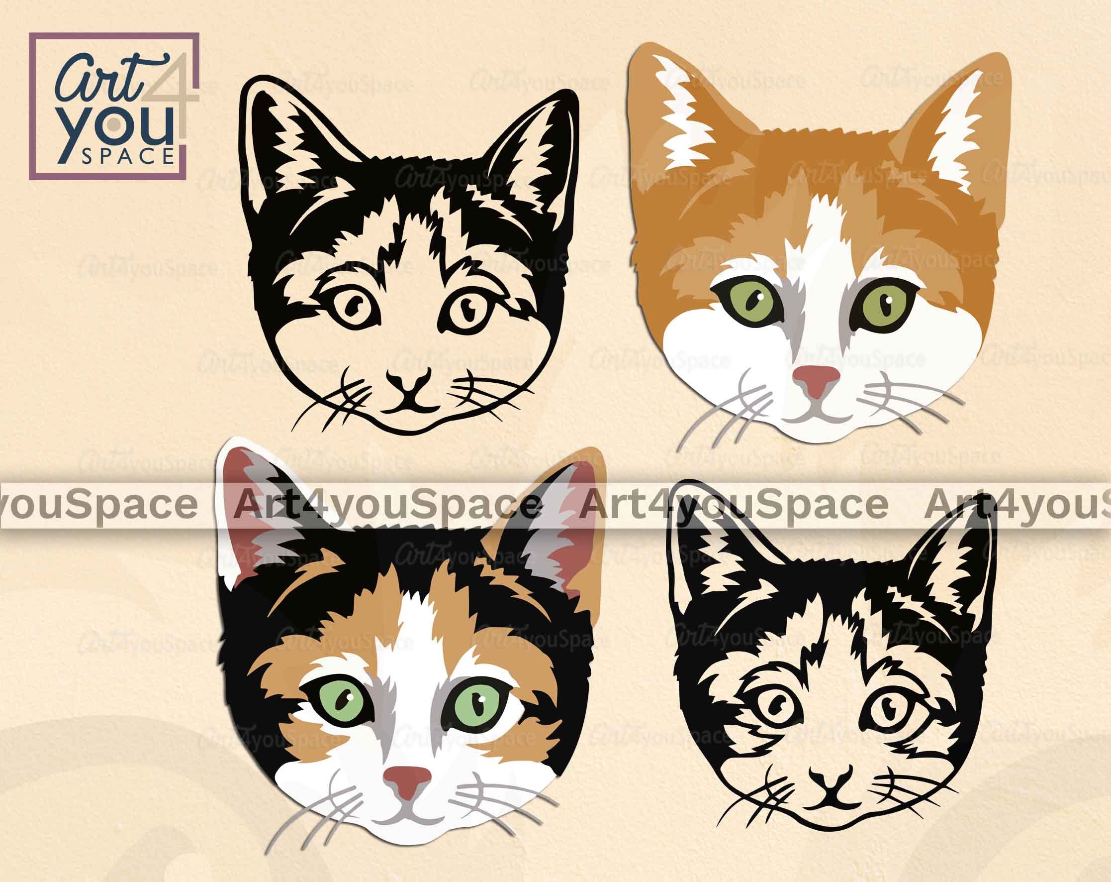 Cat Face Svg Files for Cricut Calico Cat Head Clipart Pet | Etsy