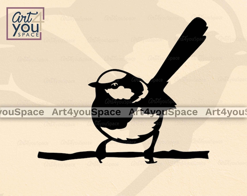 Blue Wren Svg Files for Cricut, Australian Bird on Branch Vector for ...