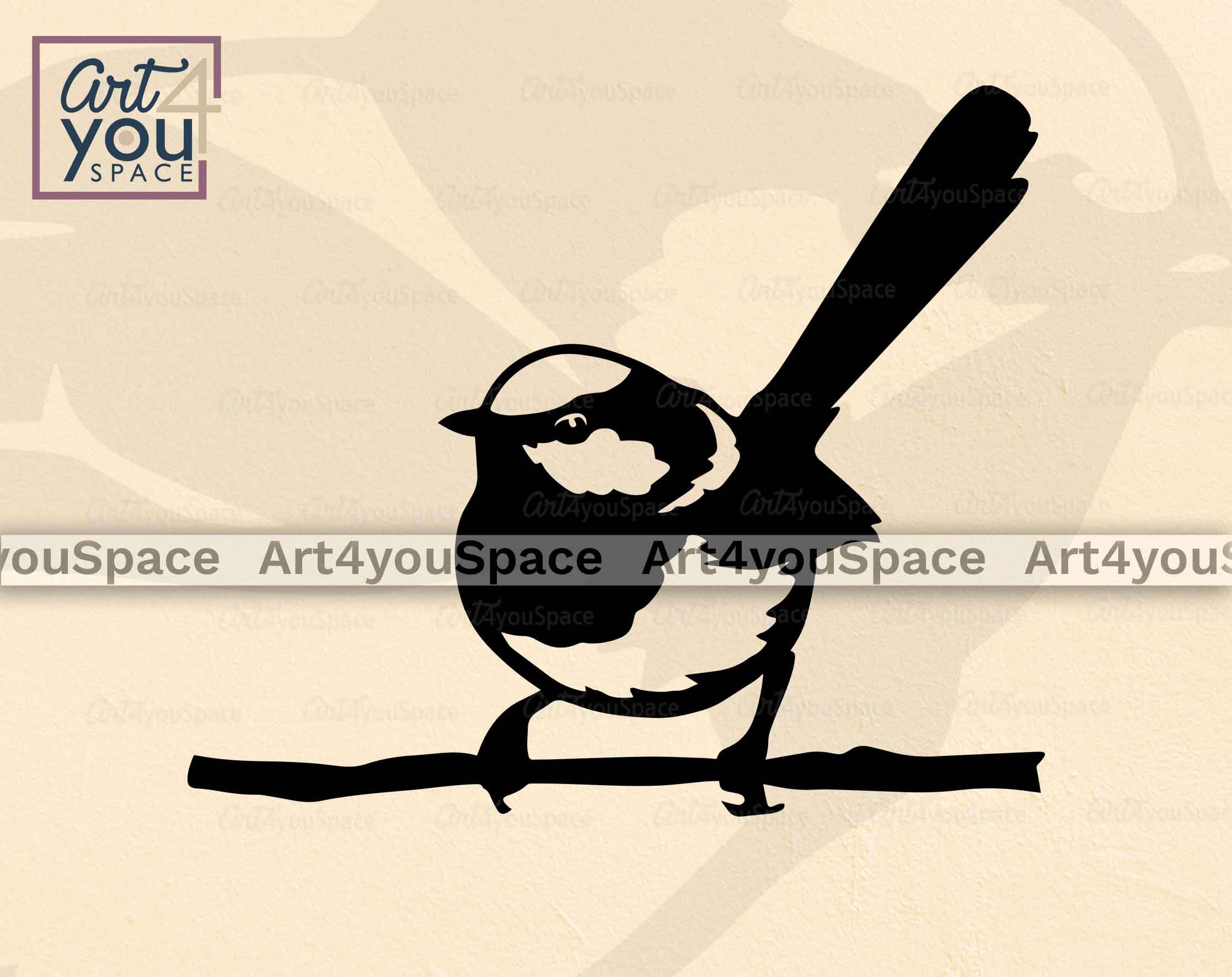 Blue Wren Svg Files for Cricut, Australian Bird on Branch Vector for ...