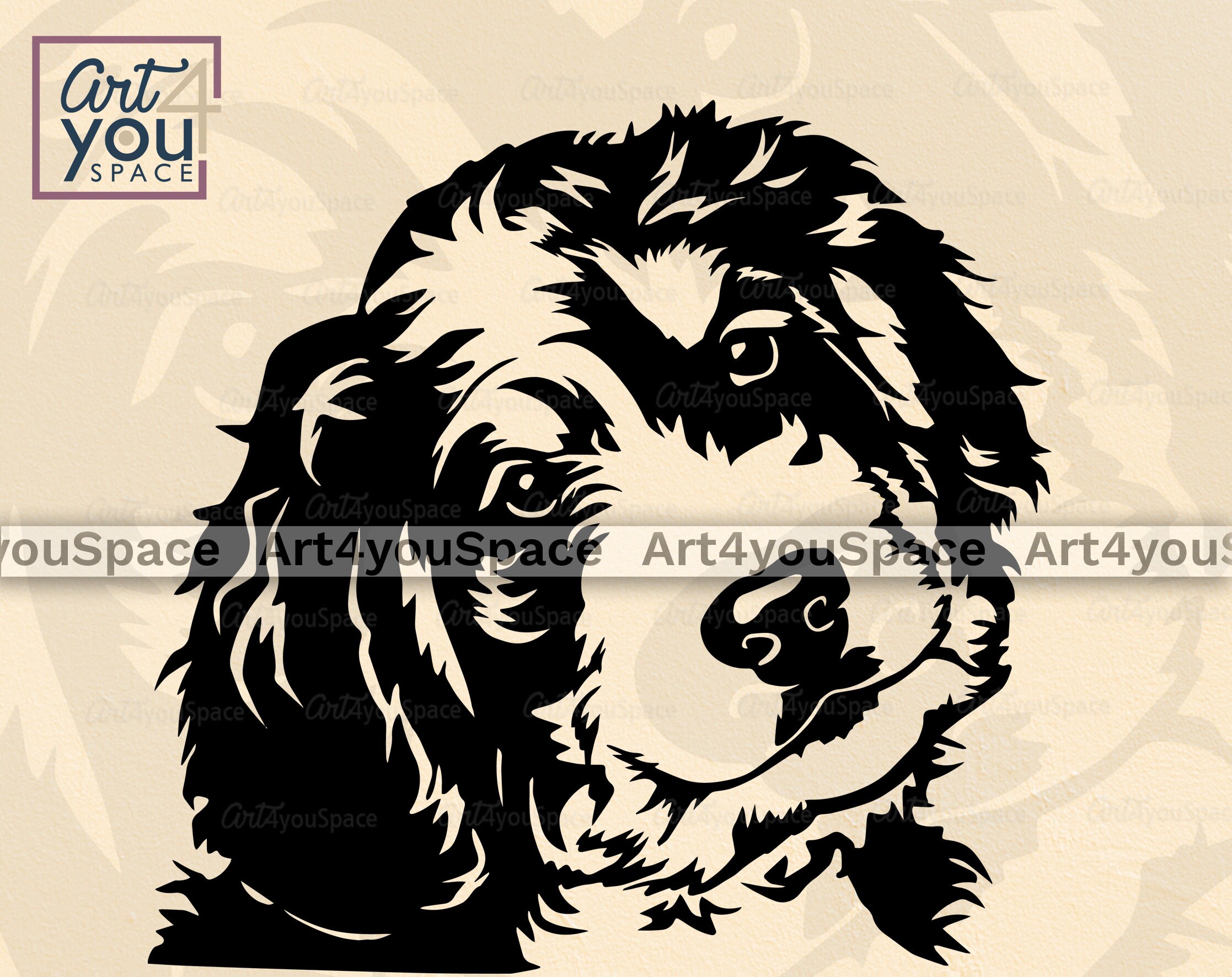 Bernedoodle Dog Svg Files for Cricut, Cute Face Clipart, Head Vector ...