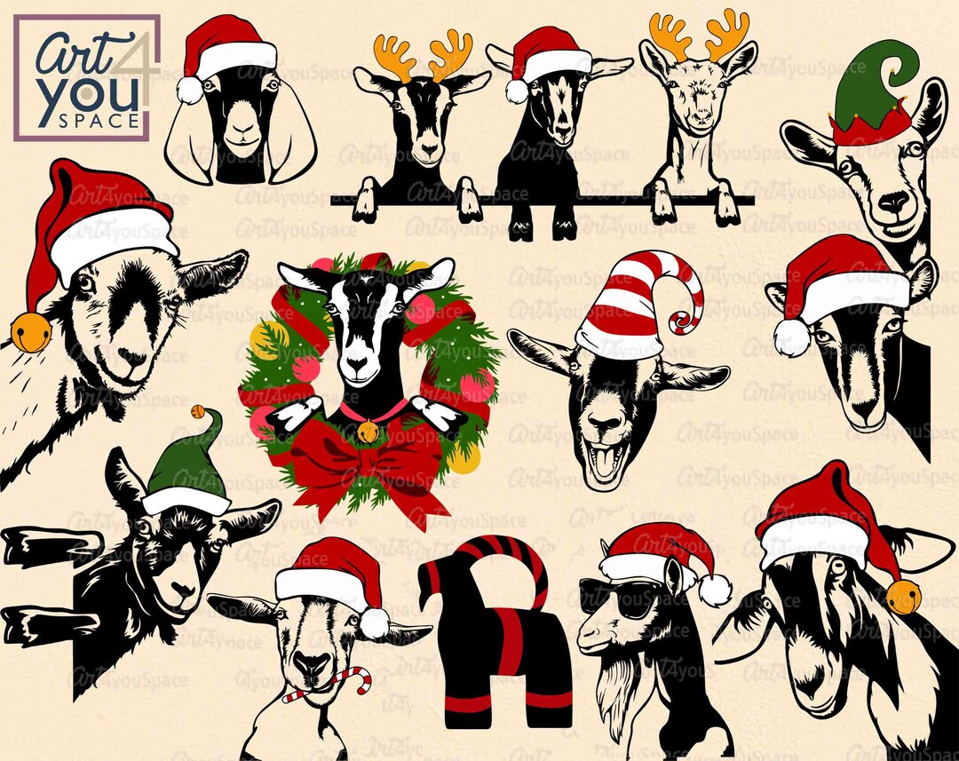 Christmas Goat Svg Bundle, Svg Files for Cricut, Xmas Clipart Farm ...