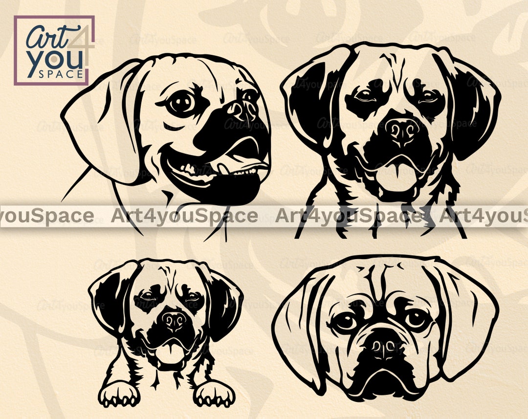Puggle Svg, Dog Svg File for Cricut, Beagle Pug Mix Breed Clipart, Pet ...