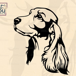 English Cocker Spaniel Svg, Dog Svg File for Cricut, Face Clipart, Head ...