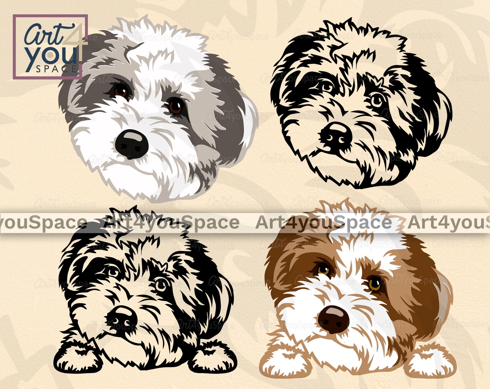 Mini Aussiedoodle Dog Svg Files for Cricut Poodle Mix Breed - Etsy