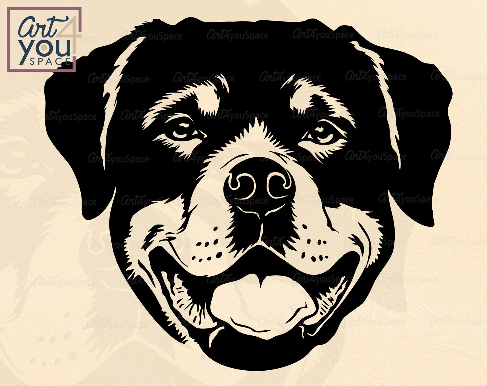 Rottweiler svg Dog svg Cricut Rott with bandana Vector | Etsy