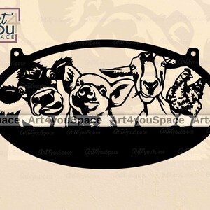 Cow Pig Goat Chicken Dxf Files for Laser, Funny Farm Animals Svg ...