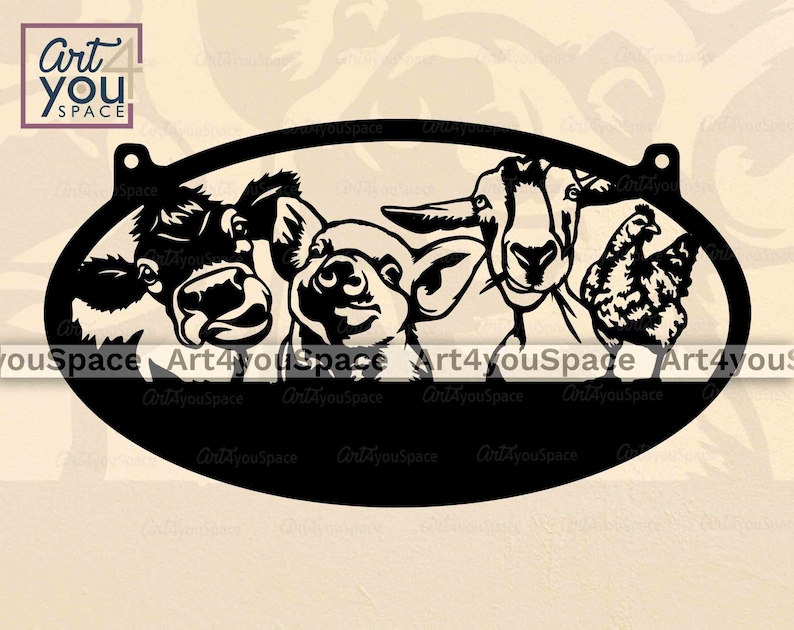 Cow Pig Goat Chicken Dxf Files for Laser, Funny Farm Animals Png ...