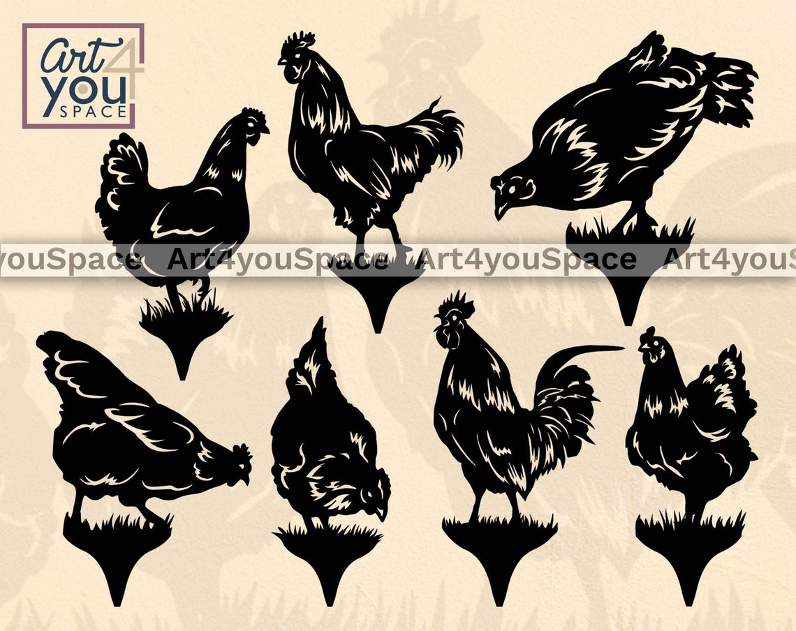 Chicken Svg Files for Cricut, Farm Animal Clipart, Rooster Vector ...