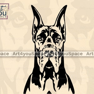 Spotted Great Dane Dog Svg Files for Cricut, Animal Clipart, Vector ...
