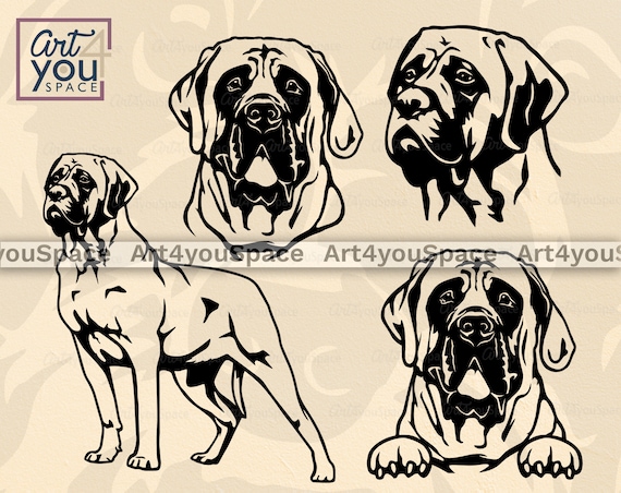 English Mastiff Dog Svg File for Cricut Vector Image Clipart - Etsy