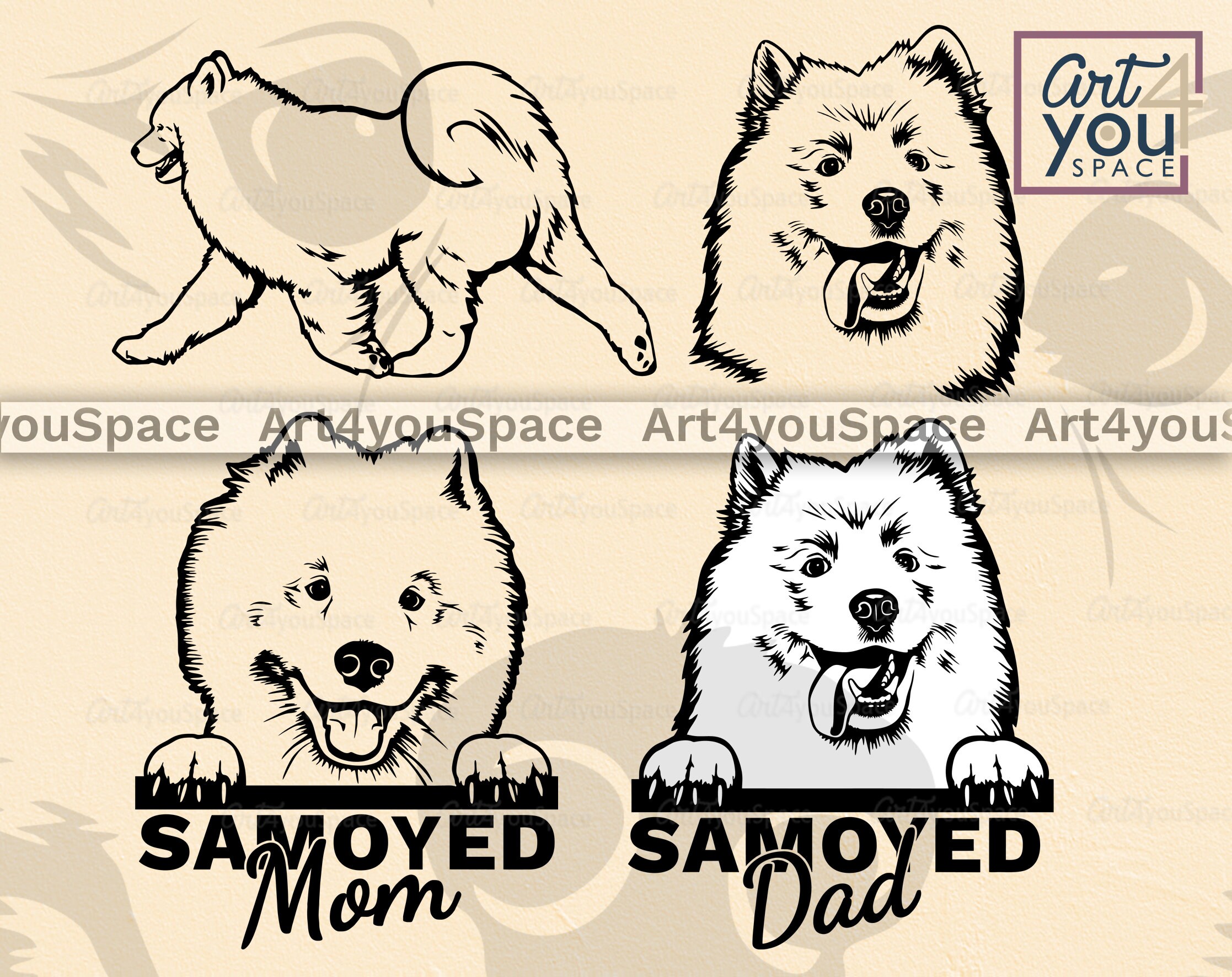 Samoyed Svg Dog Svg Files for Cricut Funny Pet Face Head - Etsy