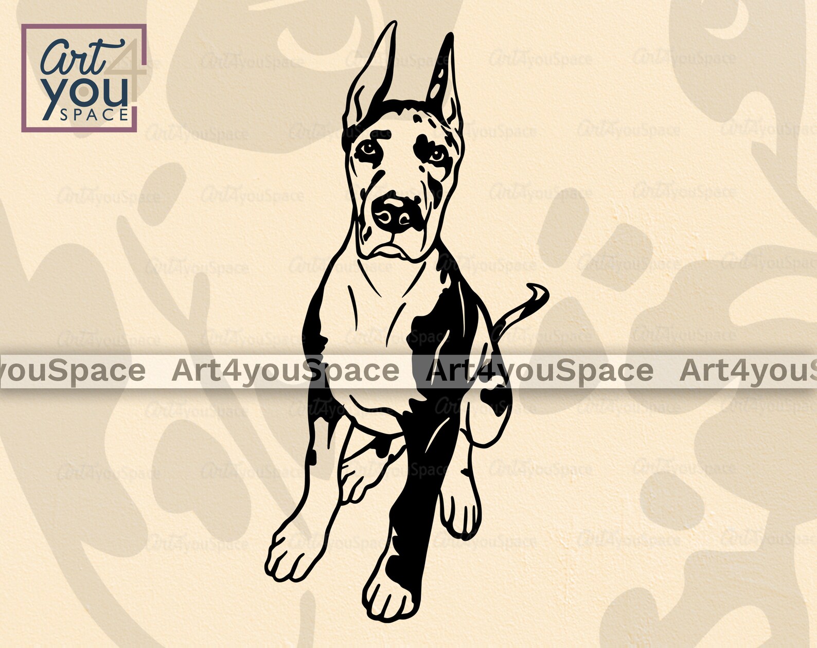 Spotted Great Dane Dog Svg Files For Cricut Animal Clipart | Etsy