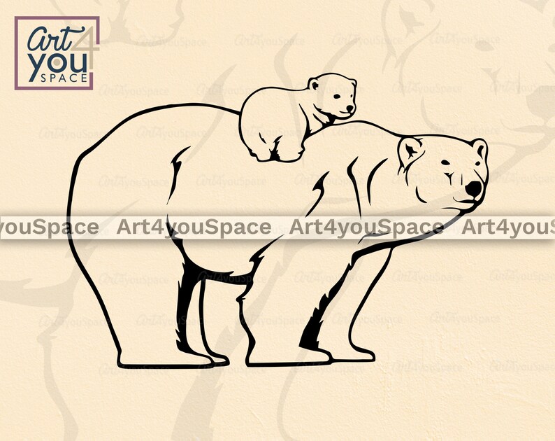Polar Bear With Baby SVG White Bear Vector Save Sea Ice | Etsy