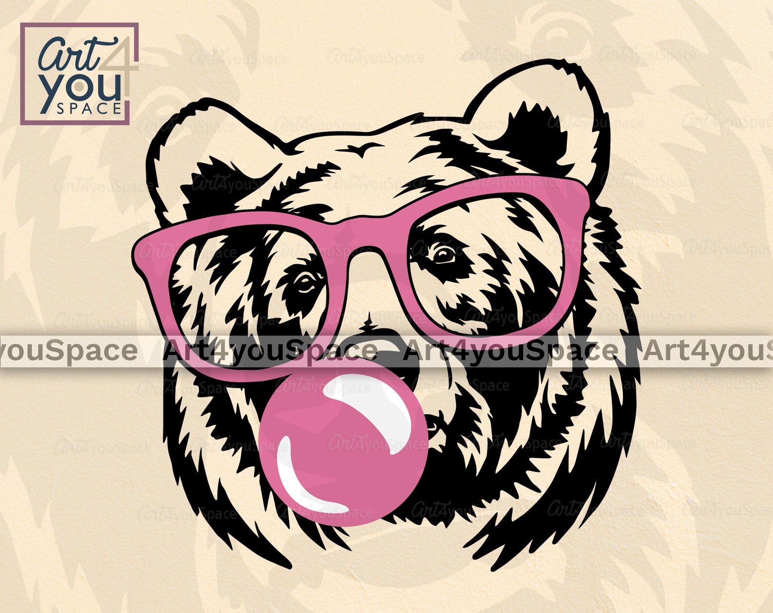 Grizzly Bear SVG Files Cricut Bear Head Bandana Glasses - Etsy