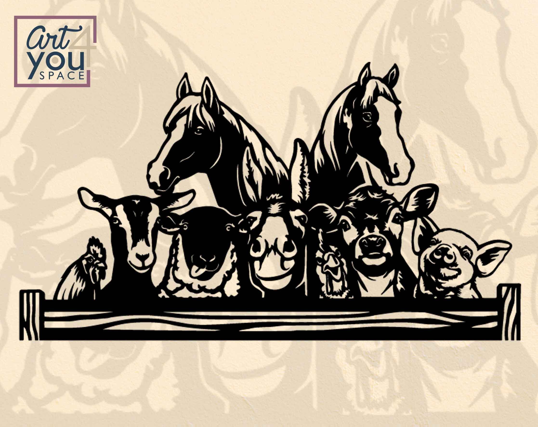 Barn Animals Svg, Dxf Files for Cnc, Laser Cut Vector, Plasma Files ...