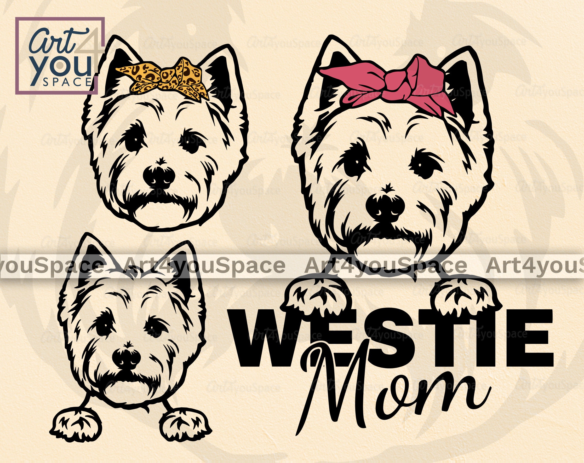 West Highland White Terrier Svg Westie Mom Clipart Dog Svg - Etsy