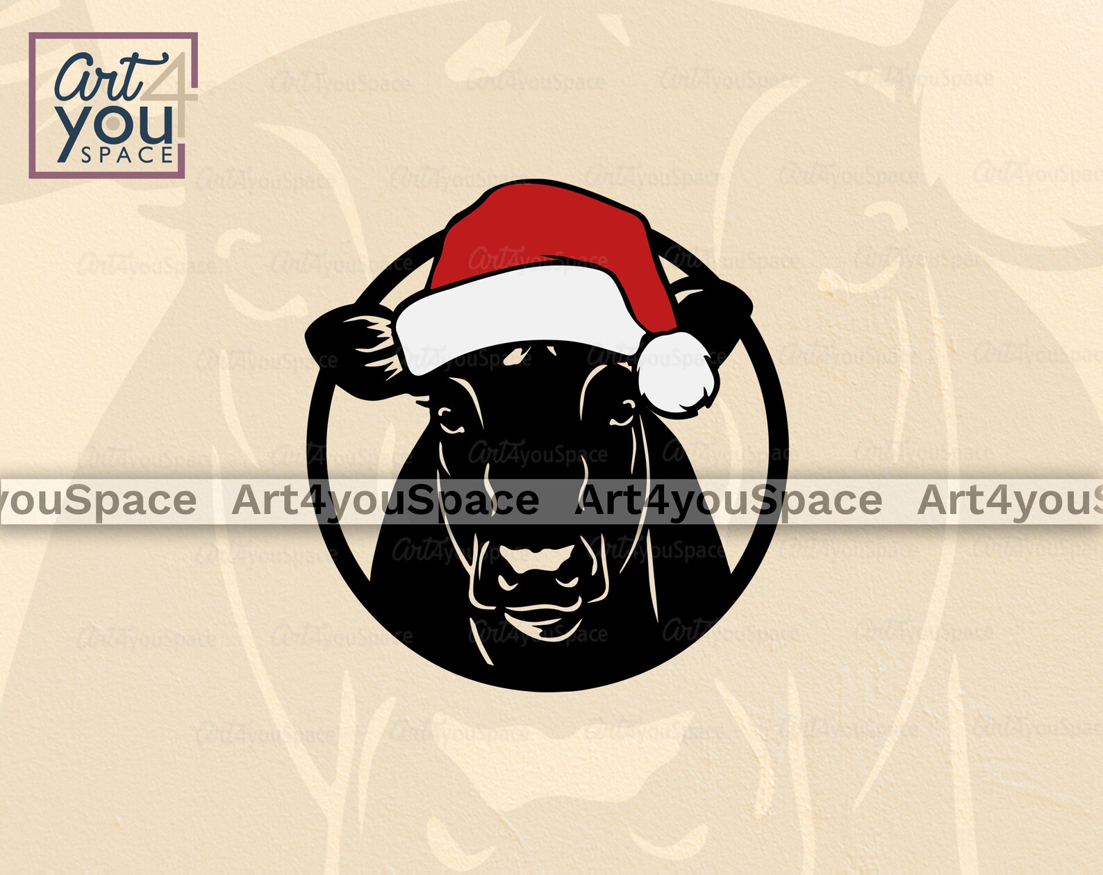 Cow Christmas SVG Set, Heifer Santa Hat Clipart, Calf Xmas Vector ...