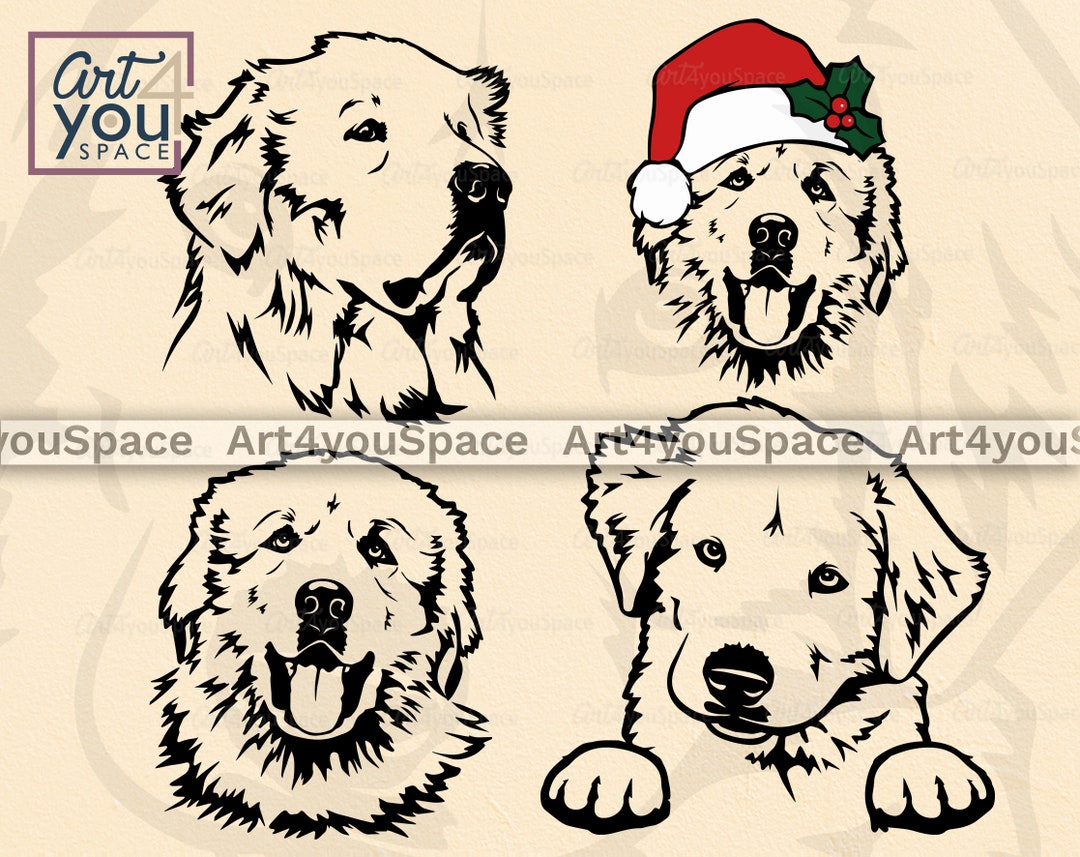 Great Pyrenees Dog Svg File for Cricut, Dog Face Vector Graphics, Dxf ...