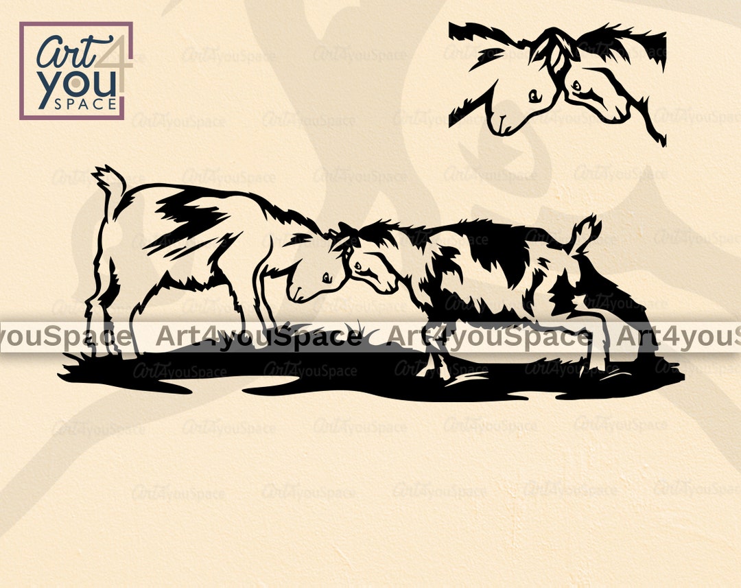Butting Goats Svg File for Cricut, Farm Animal Clipart, Farmhouse Sign ...