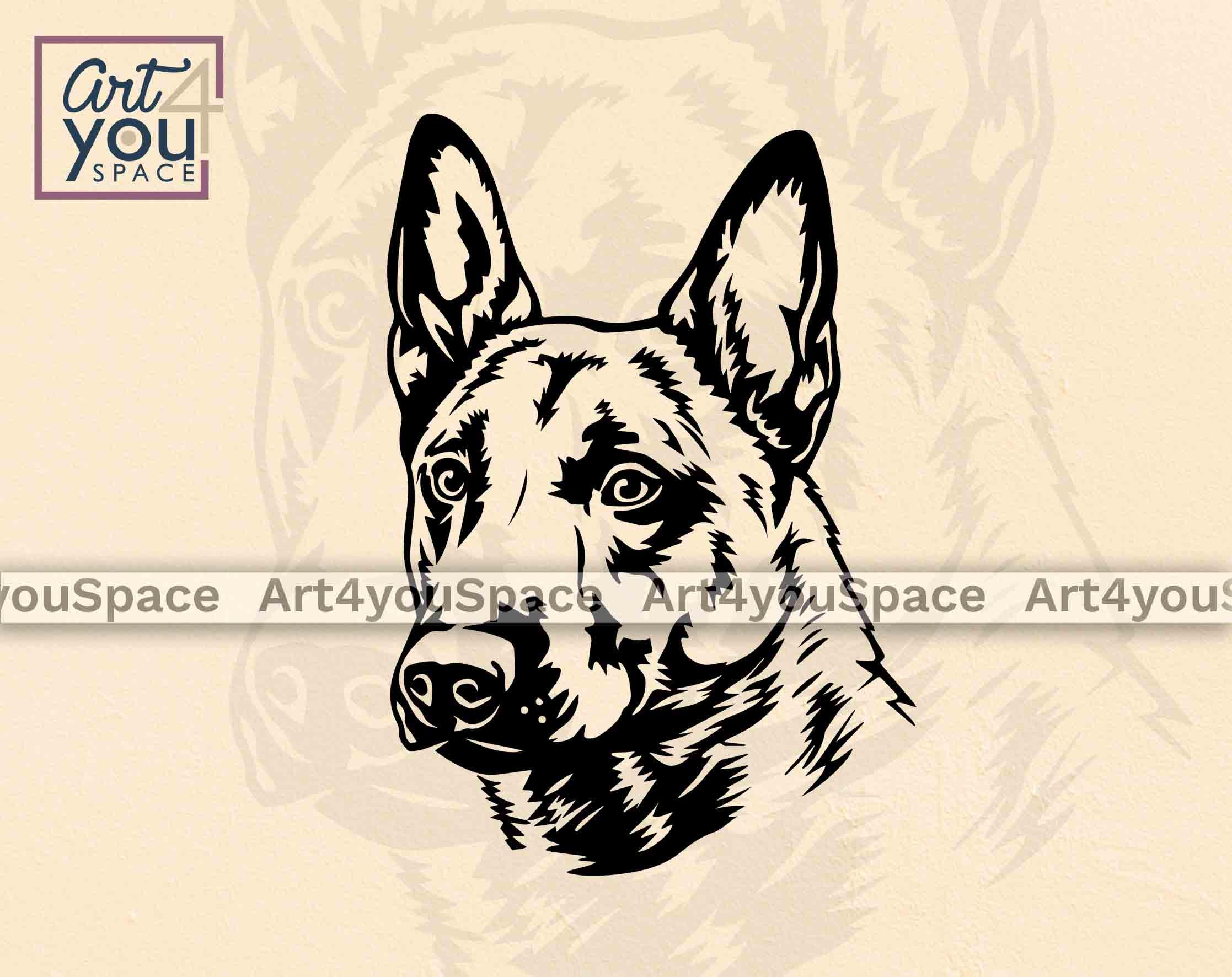 Belgian Malinois Svg, Dog Face Realistic Vector Graphics Download ...