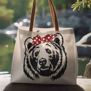 Grizzly Bear SVG Files Cricut, Bear Head Bandana Glasses Clipart, Cute ...