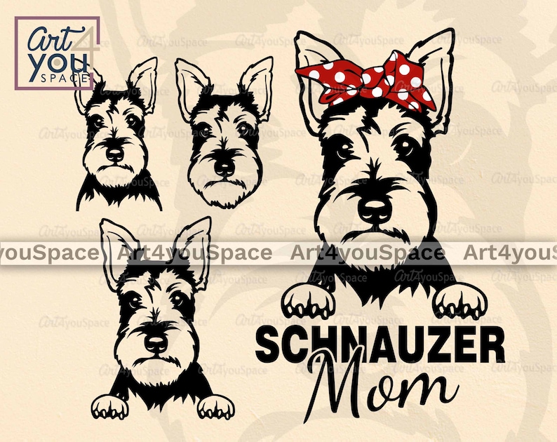 Miniature Schnauzer Dog Svg Cricut Mini Schnauzer Mom DXF - Etsy
