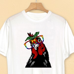 Chicken With Rainbow Glasses Bandana Svg Files for Cricut - Etsy