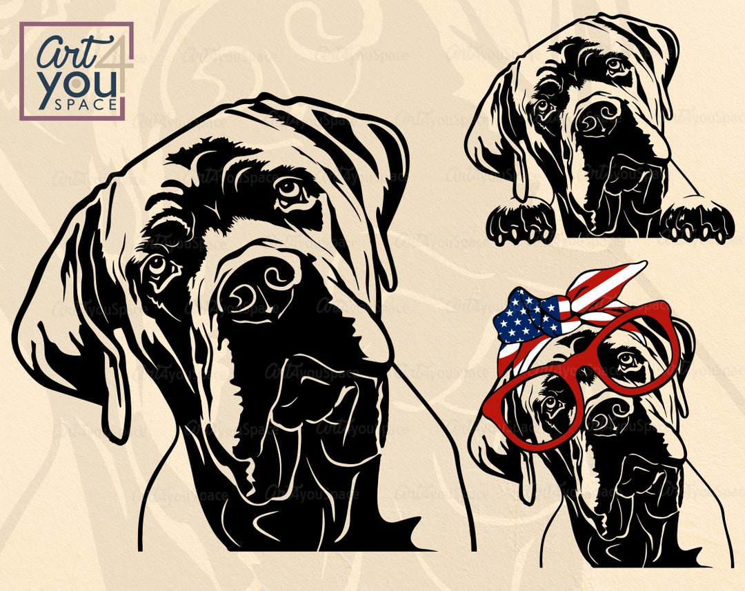 Cane Corso Svg, Dog Svg File for Cricut, Peeking Dog USA Flag Bandana ...