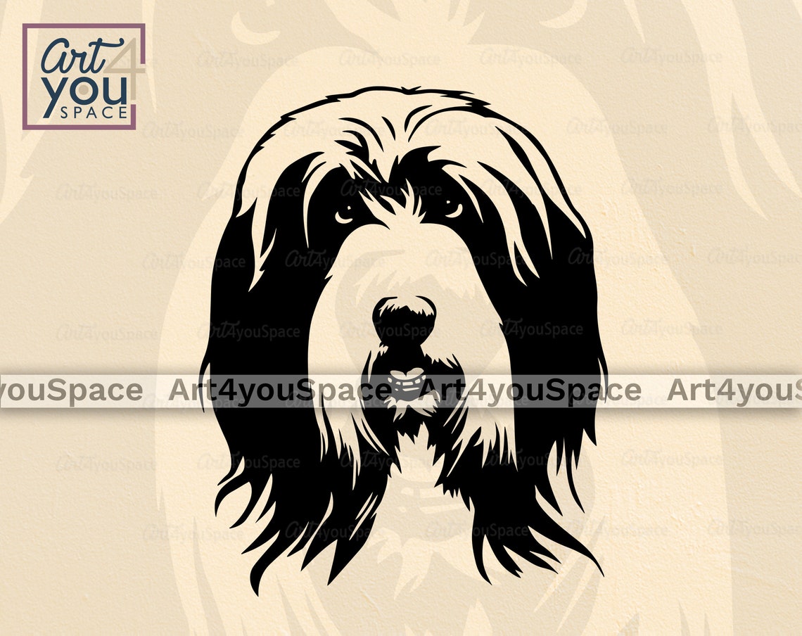 Bearded Collie Dog Svg Files for Cricut Animal Face Vector | Etsy