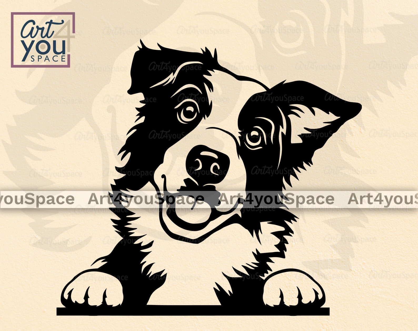 Border Collie Svg Dog Svg File For Cricut Face Peeking Head | Etsy