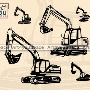 Excavator Svg, Silhouette Vector, Png, Monogram Png, Cricut Projects ...