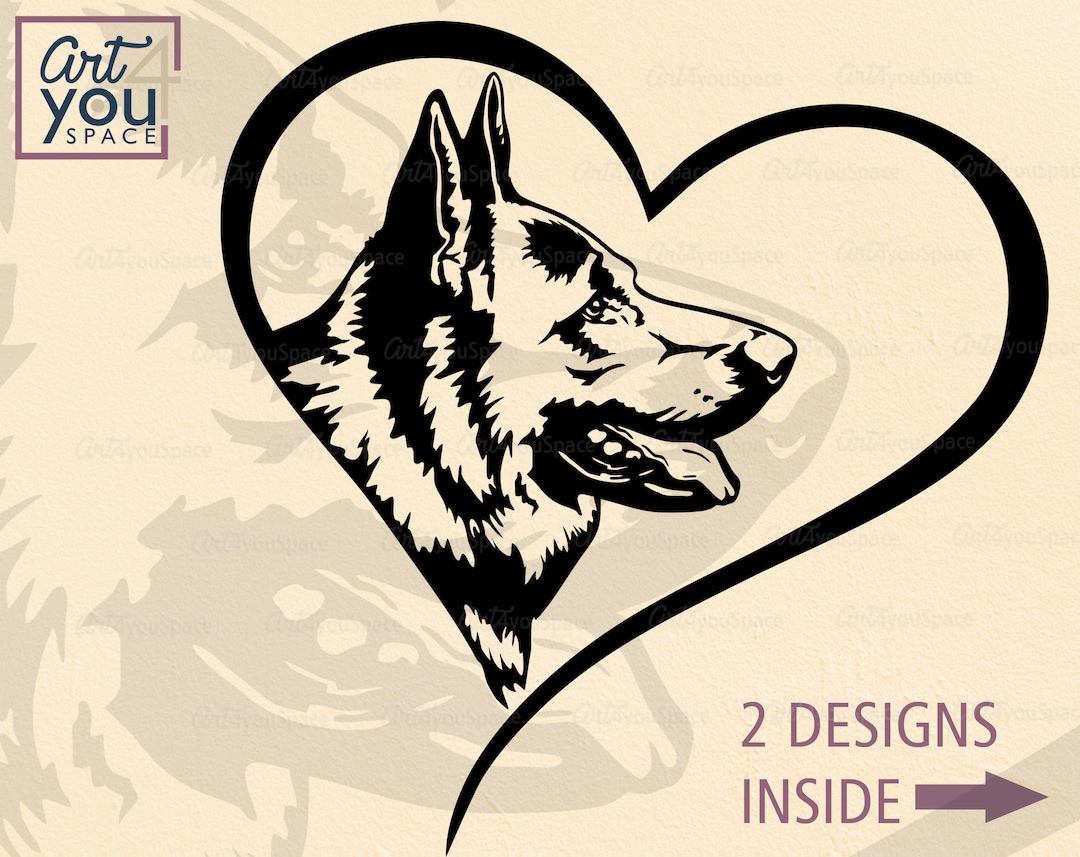 German Shepherd Svg, Dog Svg, Valentine GSD, Printable, Cricut, Head ...