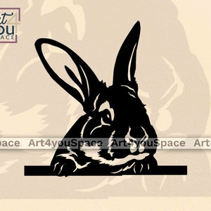 Rabbit Svg Files for Cricut, Cute Bunny Clipart, Peeking Animal Vector ...