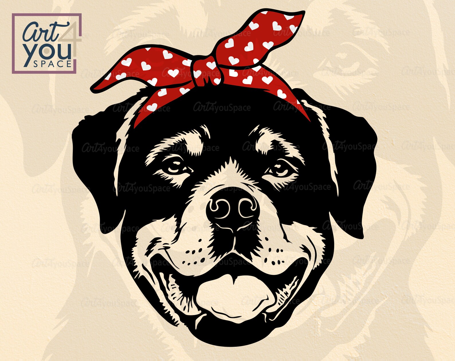 Rottweiler svg Dog svg Cricut Rott with bandana Vector | Etsy