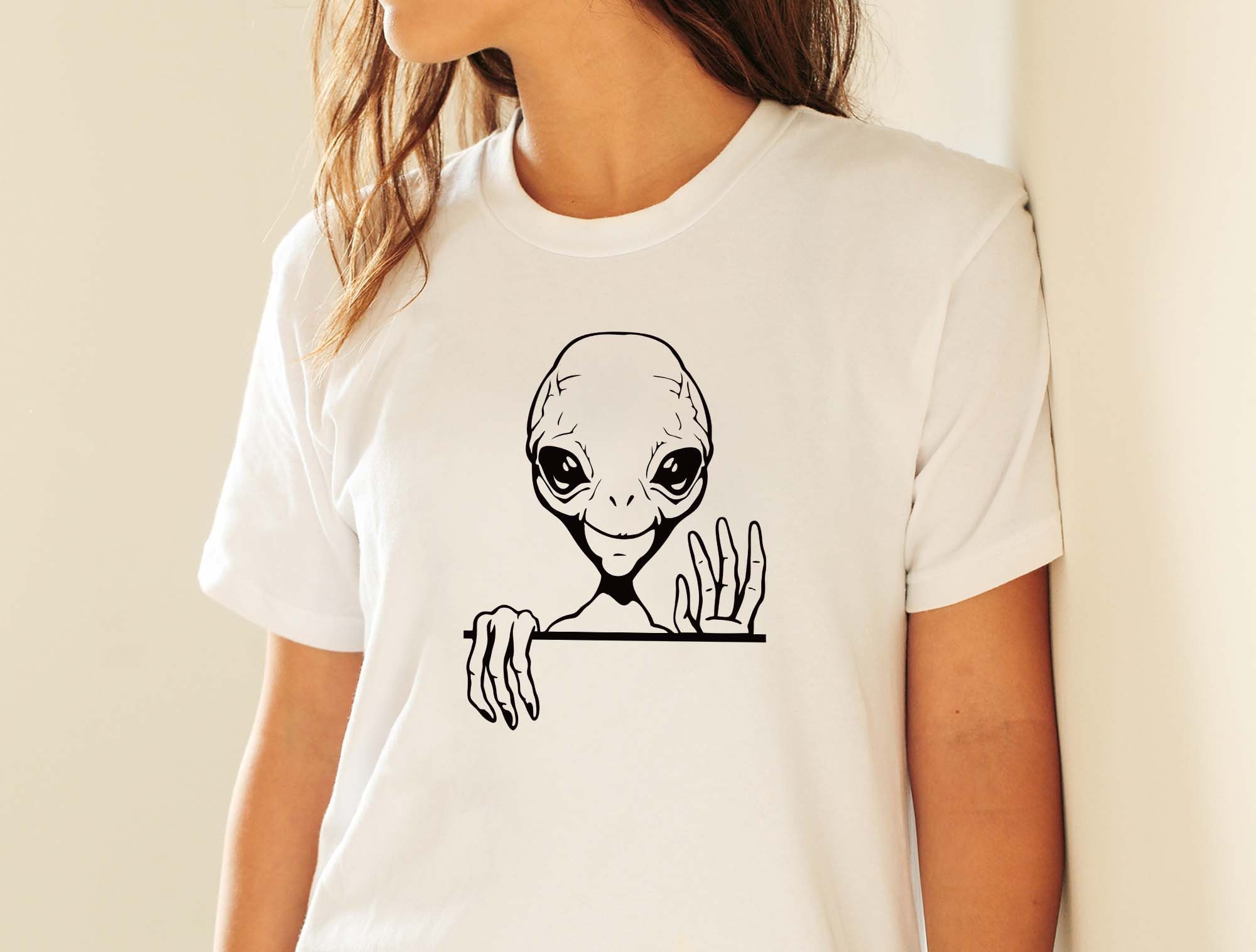 Area 51 Funny Svg Alien Vector Hello Human Peeking UFO - Etsy