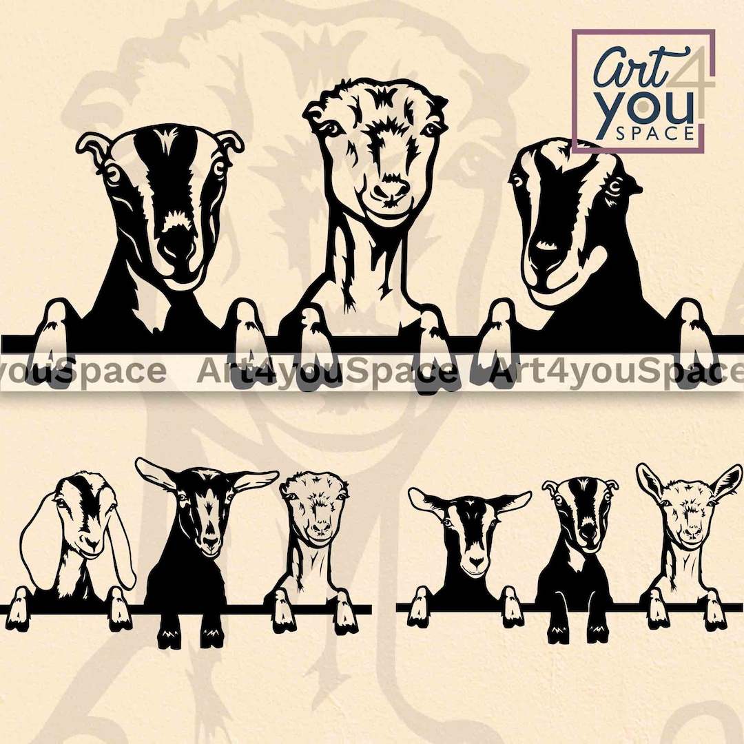 Goats Svg File, Funny Peeking Farm Animals Png, Livestock Clipart, Logo ...