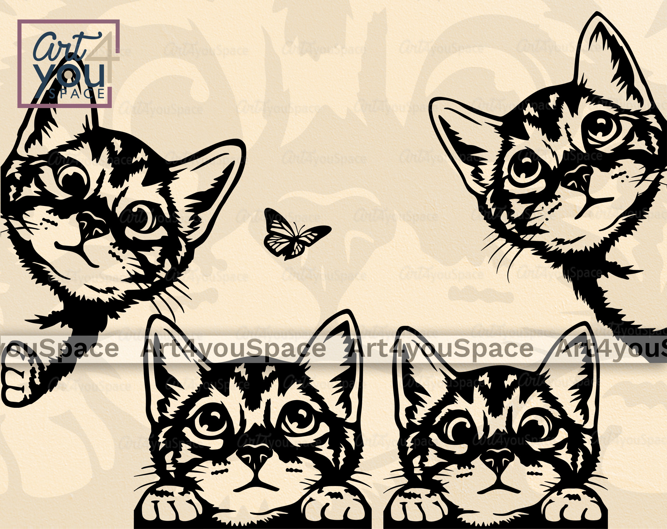 Art & Collectibles Drawing & Illustration Cat Font SVG Cricut Cat ...