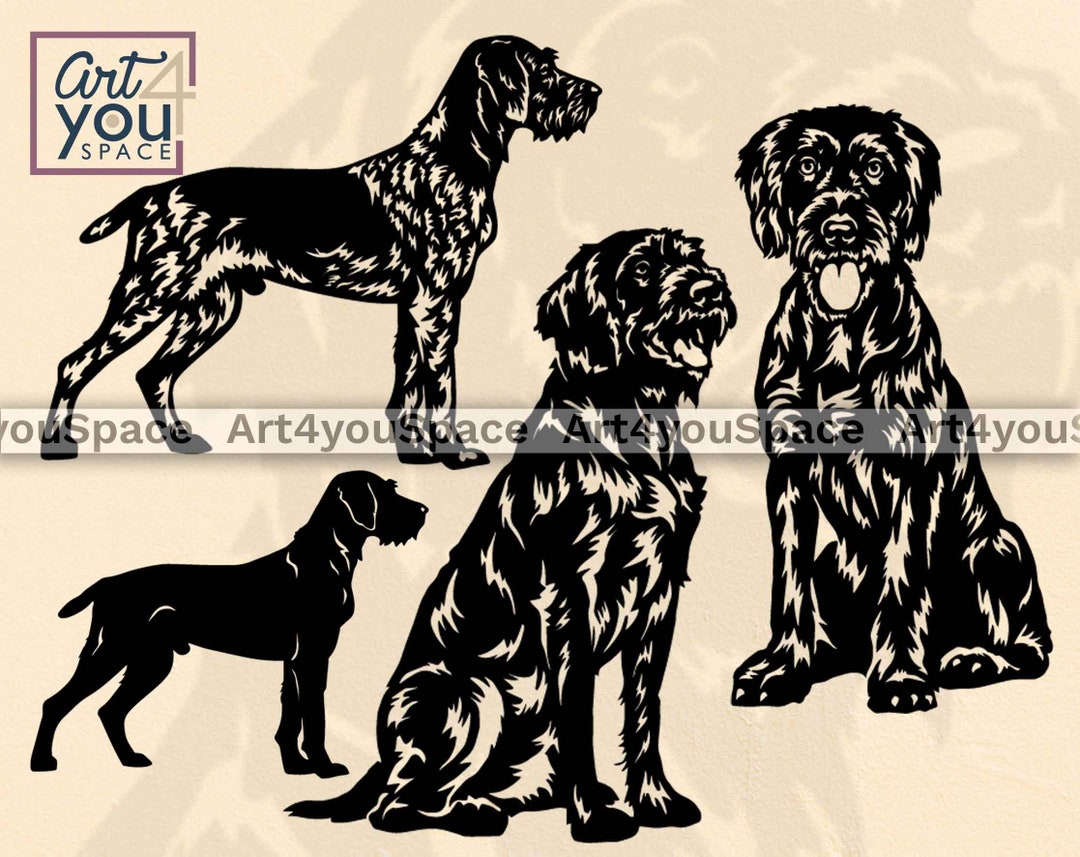 German Wirehaired Pointer, Dog Svg Cricut Project, Laser Cut Vector for ...