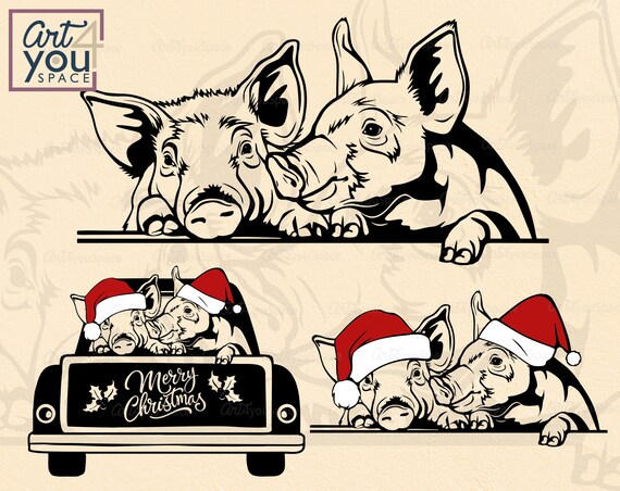 Pigs Svg Files for Cricut Christmas Farm Animals Clipart - Etsy
