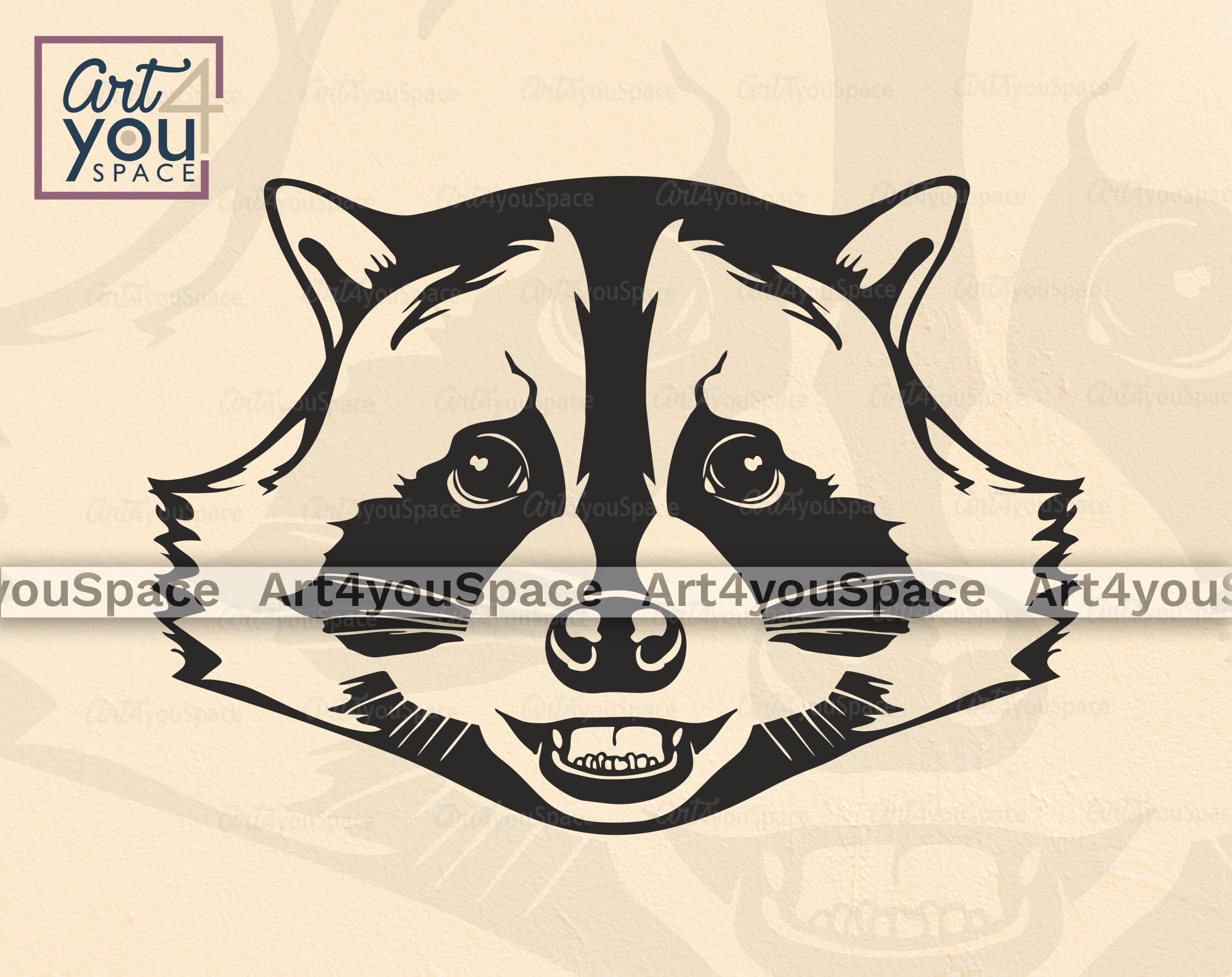 Raccoon Svg Racoon Face Head With Bandana Glasses Cute - Etsy