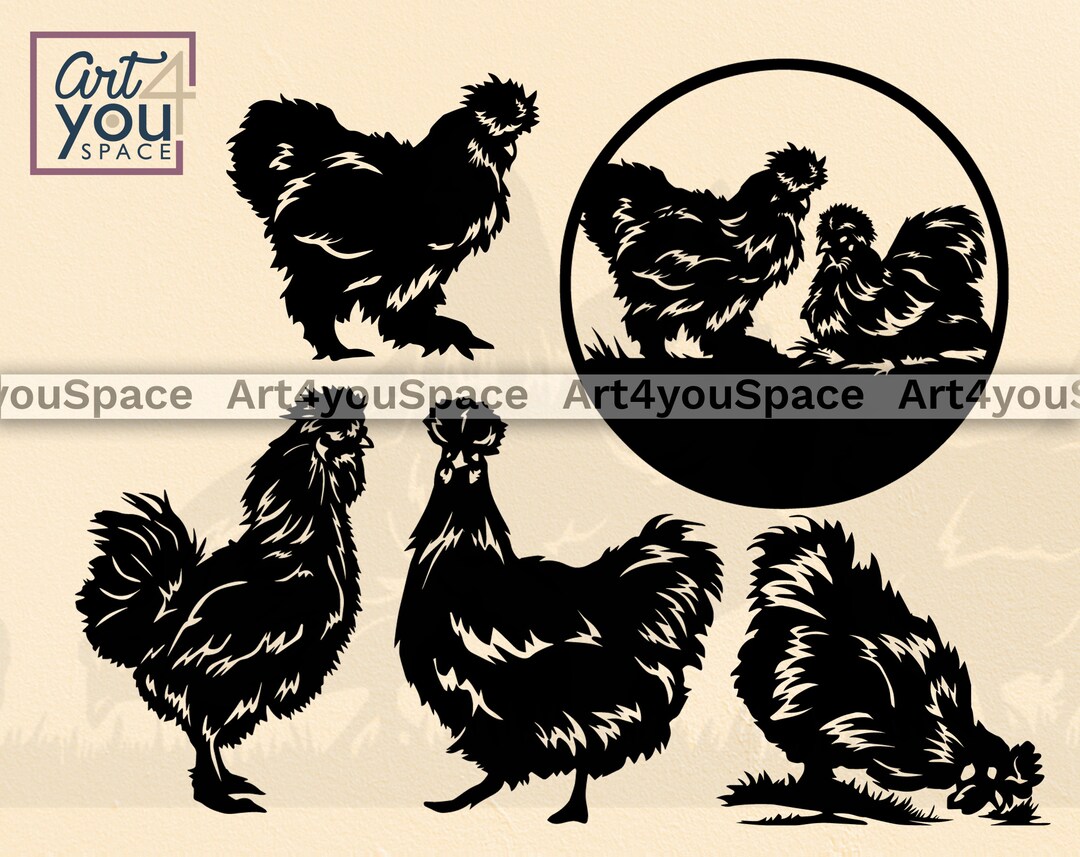 Silkie Chicken, Rooster Vector, CNC Plasma Dxf Files, Chicken Laser Cut ...