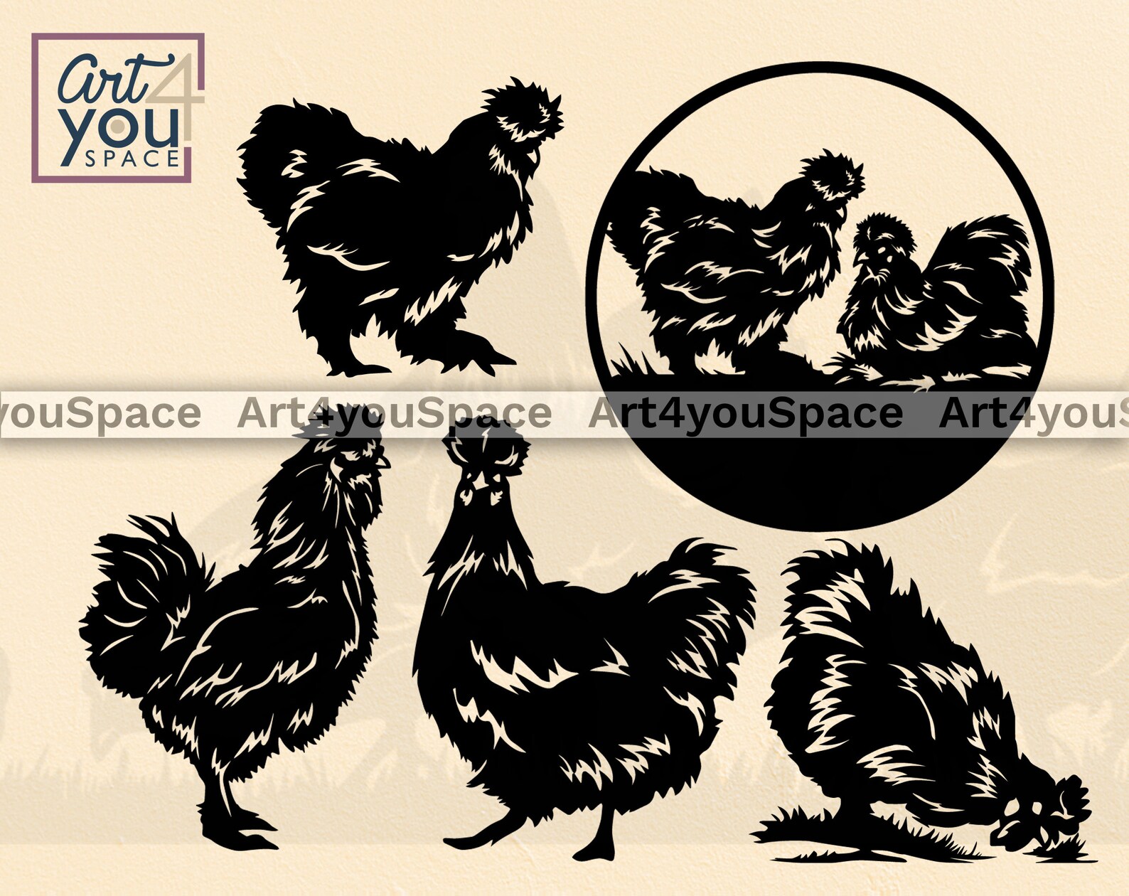 Silkie Chicken, Rooster Vector, CNC Plasma Dxf Files, Chicken Laser Cut ...