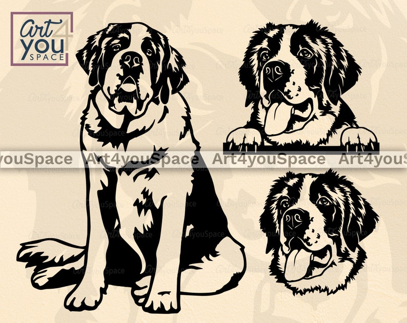 Saint Bernard Dog Svg Files for Cricut Funny Pet Face Vector - Etsy