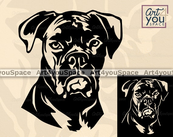 Boxer svg Dog svg Dog vector Boxer vector cute face head pet svg Cricut ...